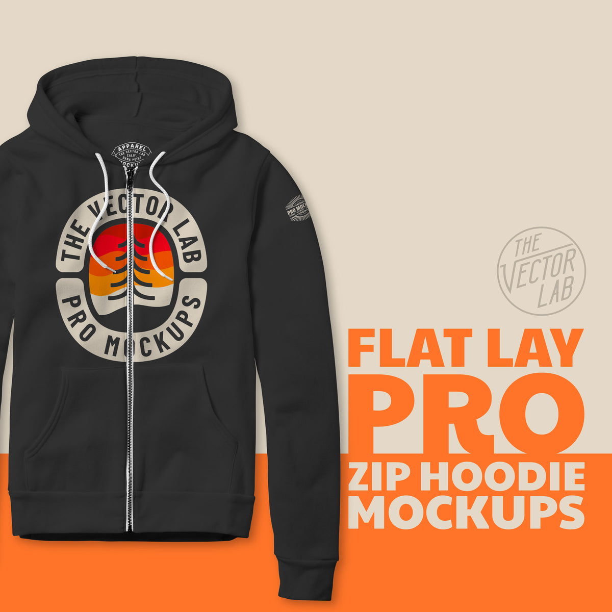 Flat Lay Pro Zip Hoodie Mockups - TheVectorLab